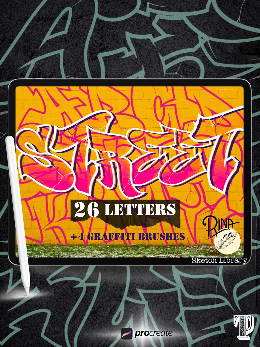 26 Street Letters brushes for procreate, font, alphabet, on Ipad & Ipa ...